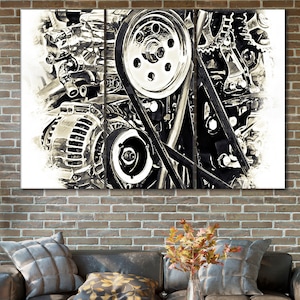 Engine Wall Print, Motor Artwork, Auto Mechanic Gift, Auto Repair Shop ...