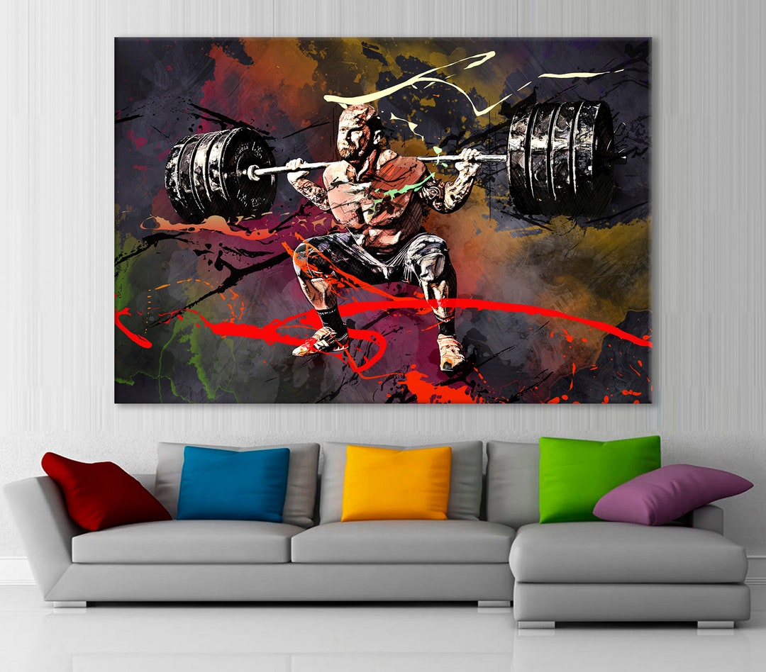 Squats Artwork, Weightlifter Print, Motivation Canvas, Squats Print ...