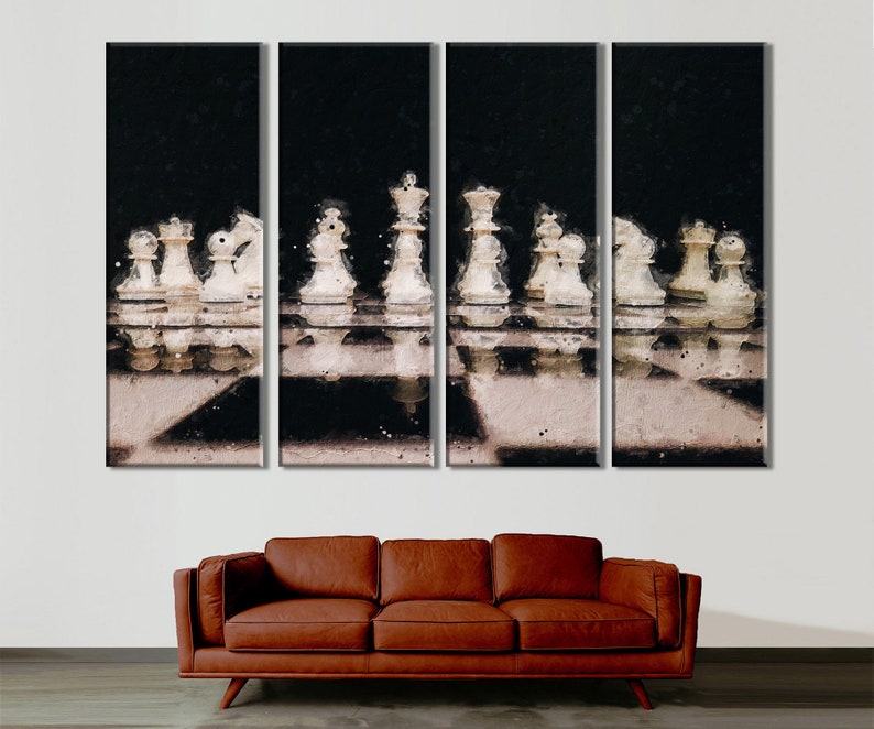 Chessboard Canvas Print Chess Wall Decor Checkerboard Art | Etsy