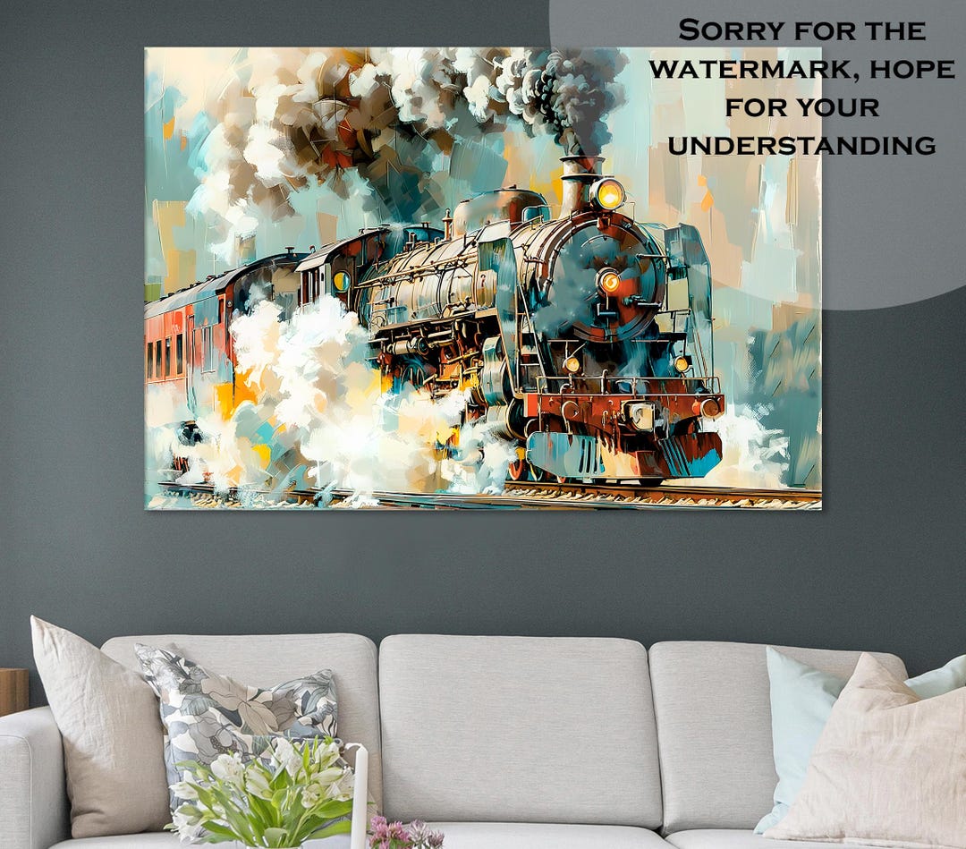 Train Wall Art, Vintage Steam Locomotive Canvas Poster, Old Fashioned ...