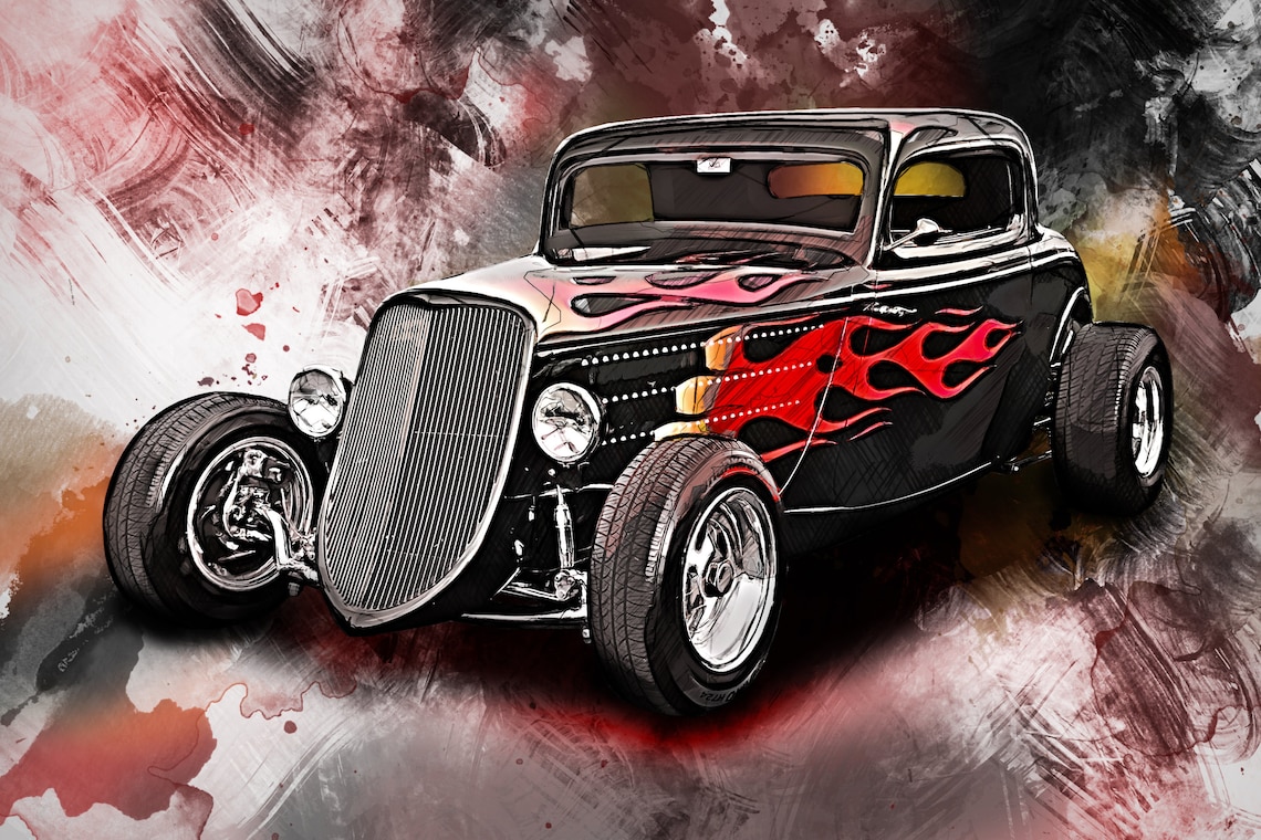 Hot Rod Print Hot Rod Canvas Hot Rod Poster Vintage Car | Etsy