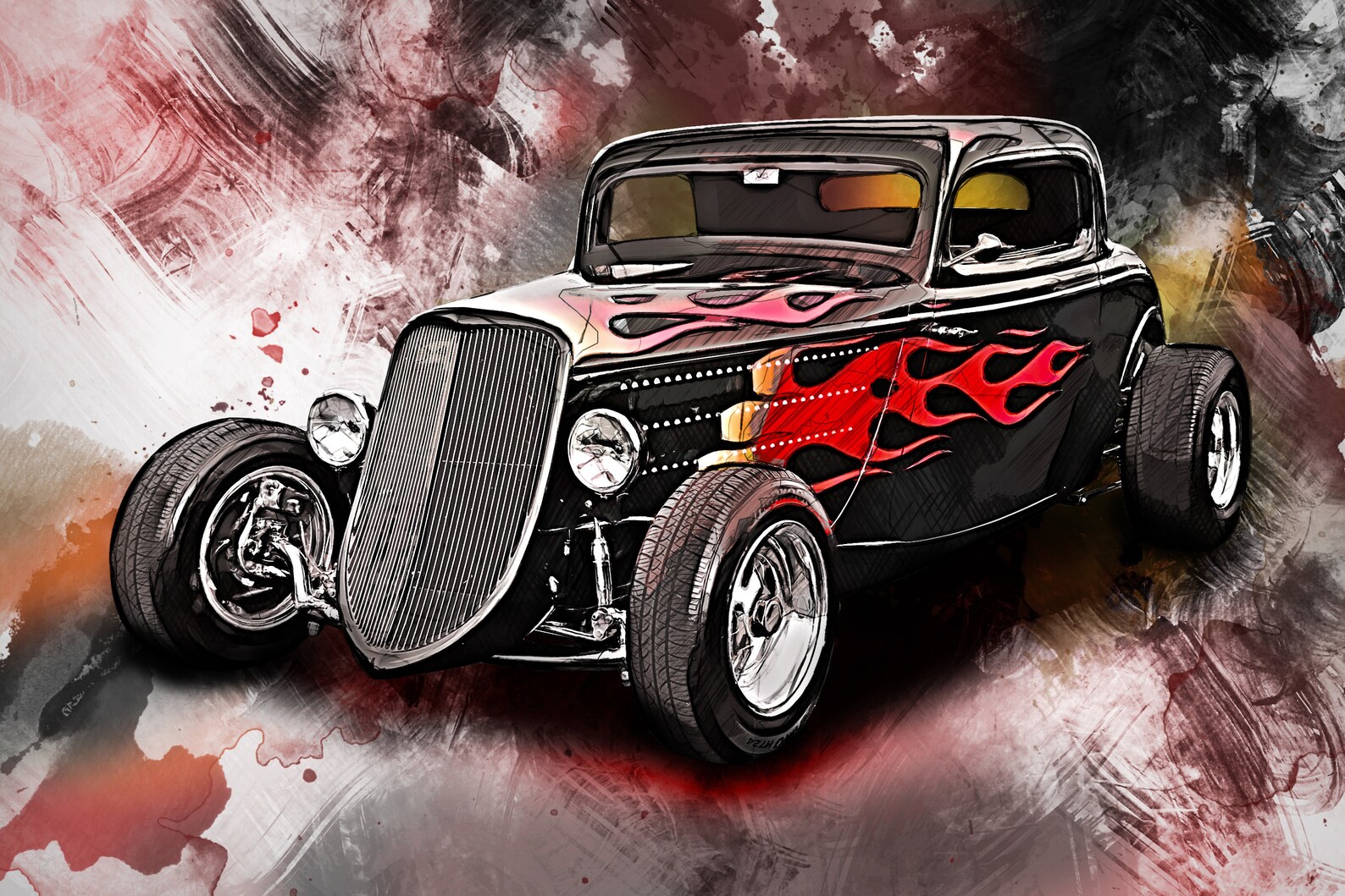 Hot Rod Print Hot Rod Canvas Hot Rod Poster Vintage Car | Etsy