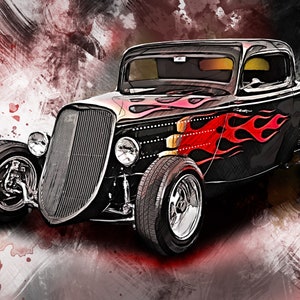 Hot Rod Print, Hot Rod Canvas, Hot Rod Poster, Vintage Car Wall Art ...