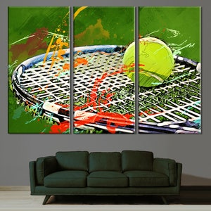 Tennis Canvas Art, Tennis Racquet Wall Decor, Tennis Canvas Print ...