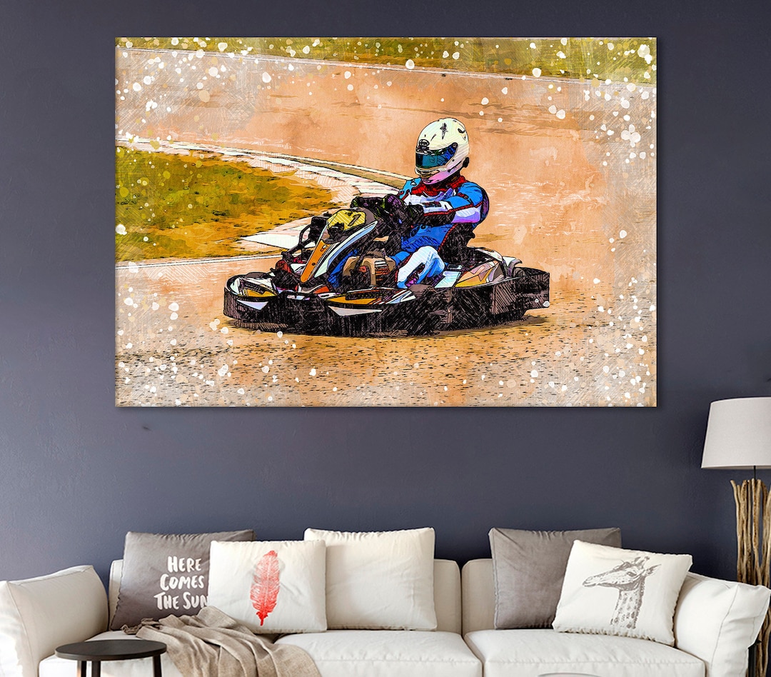 Kart Racing Print, Go-kart Wall Art, Race Room Decor, Race Track Canvas ...