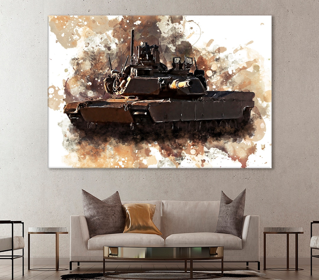 M1A2 Abrams Canvas, Abrams Poster, Tank Wall Decor, Army Tank Print ...