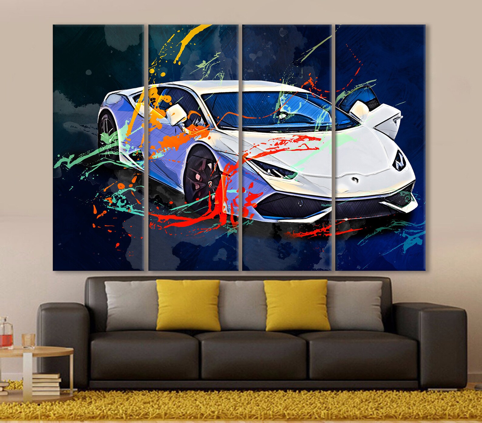 White Lamborghini Canvas Print: Supercar Wall Art on Wood Frame - Etsy