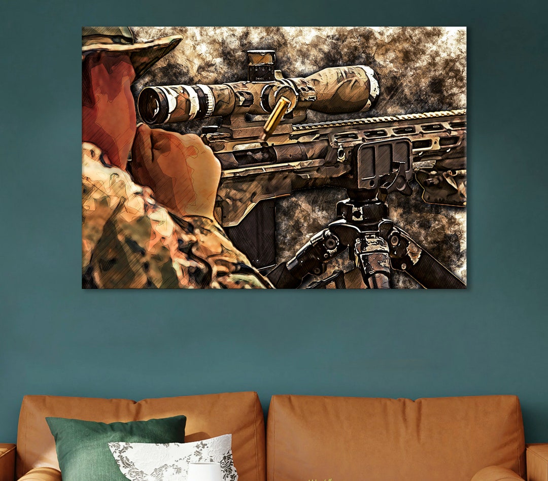 Sniper Canvas Military Print Soldier Wall Decor Army - Etsy
