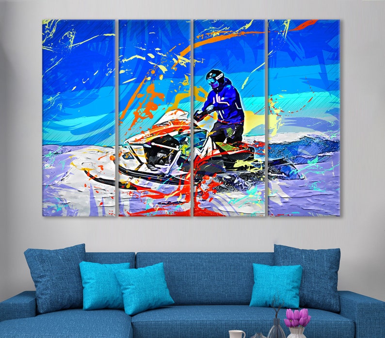 Mountain Snowmobile Canvas Snowmobile Wall Decor Snowmobile - Etsy