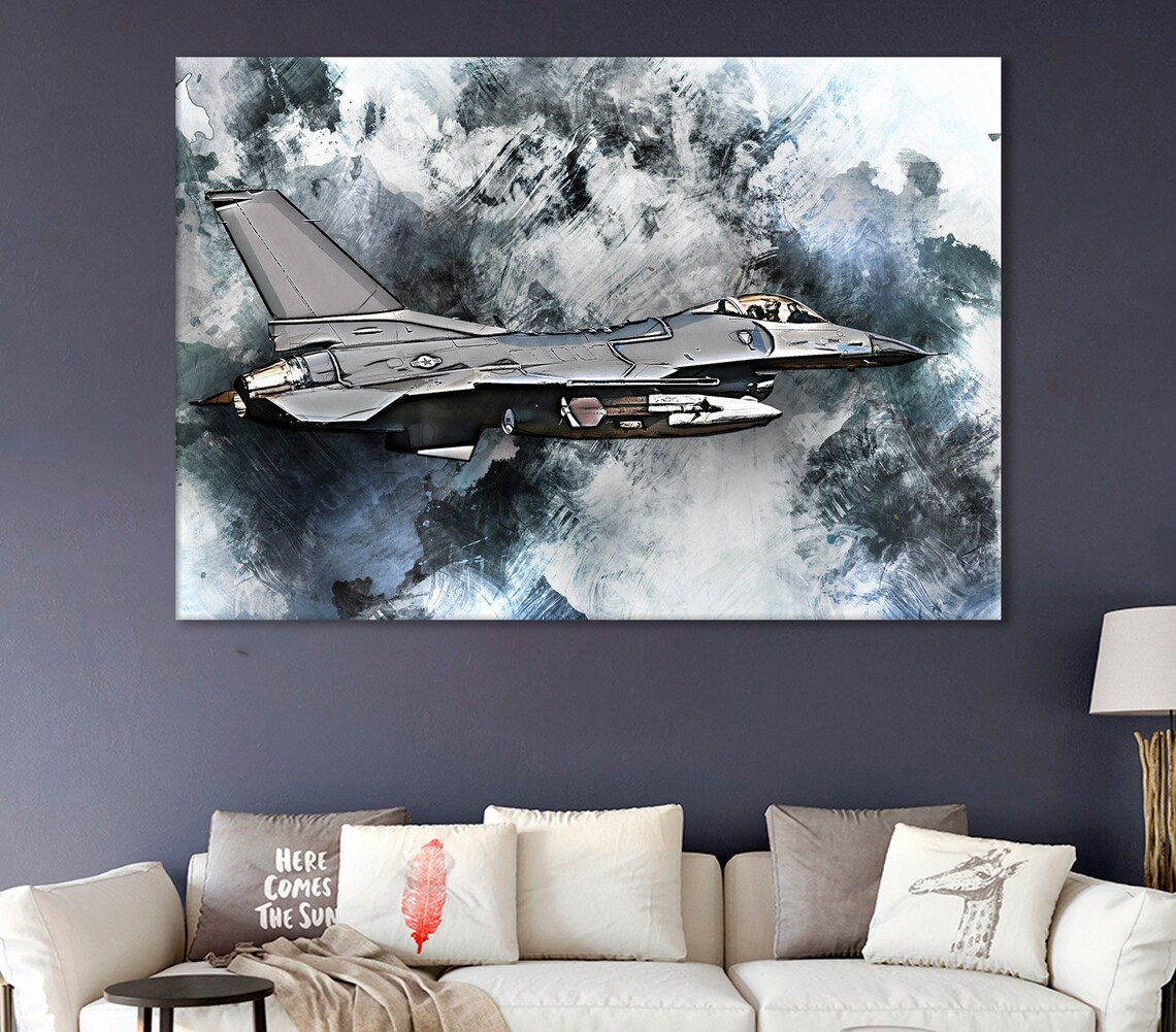 General Dynamics F-16 Fighting Falcon Canvas F-16 Wall Decor | Etsy