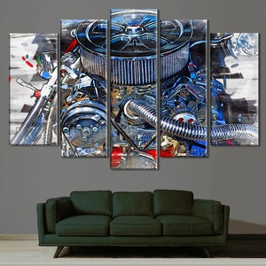 Engine Canvas, Motor Wall Art, Auto Mechanic Gift, Auto Repair Shop ...