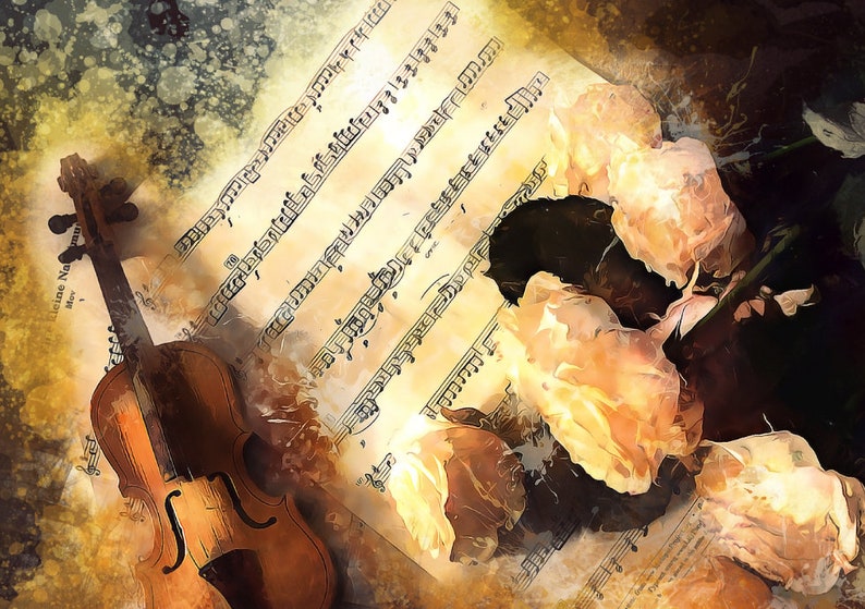 Violin Wall Decor High Quality Canvas Print Classic Musical | Etsy