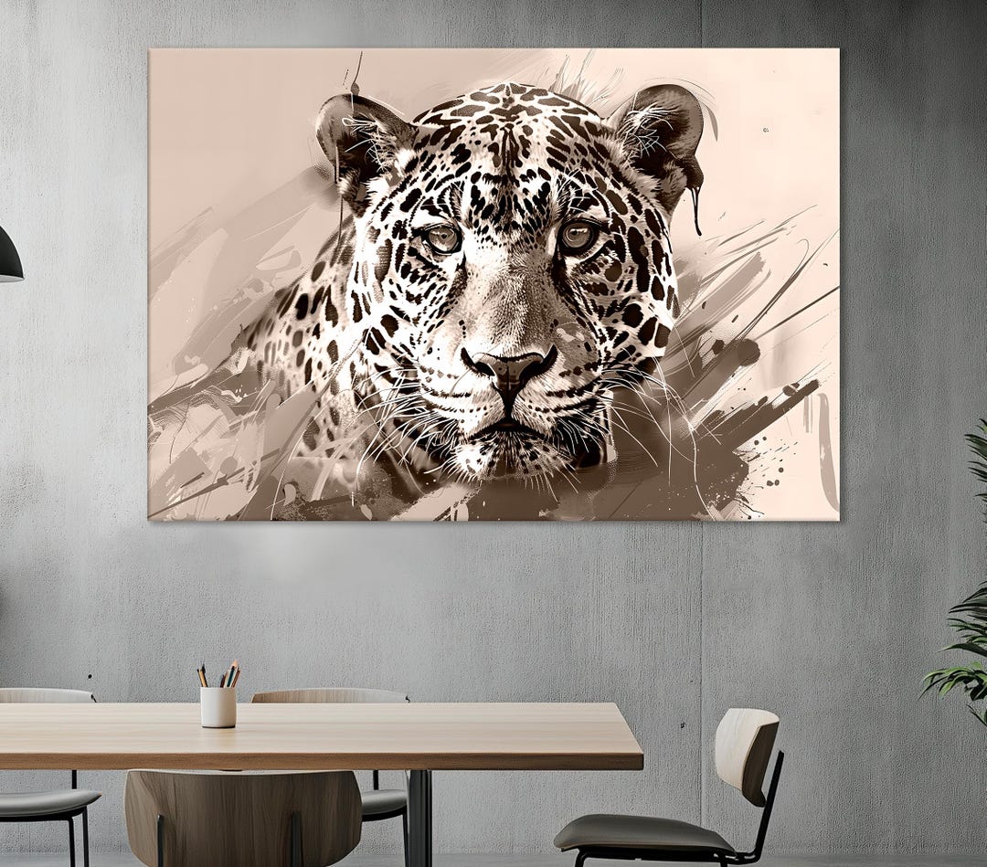 Jaguar Canvas Wall Art: Modern Jungle Animal Print Decor - Etsy