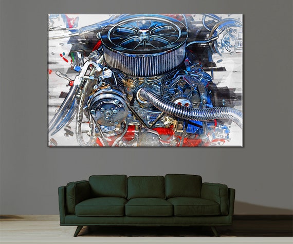 Engine Canvas Motor Wall Art Auto Mechanic Gift Auto Repair - Etsy