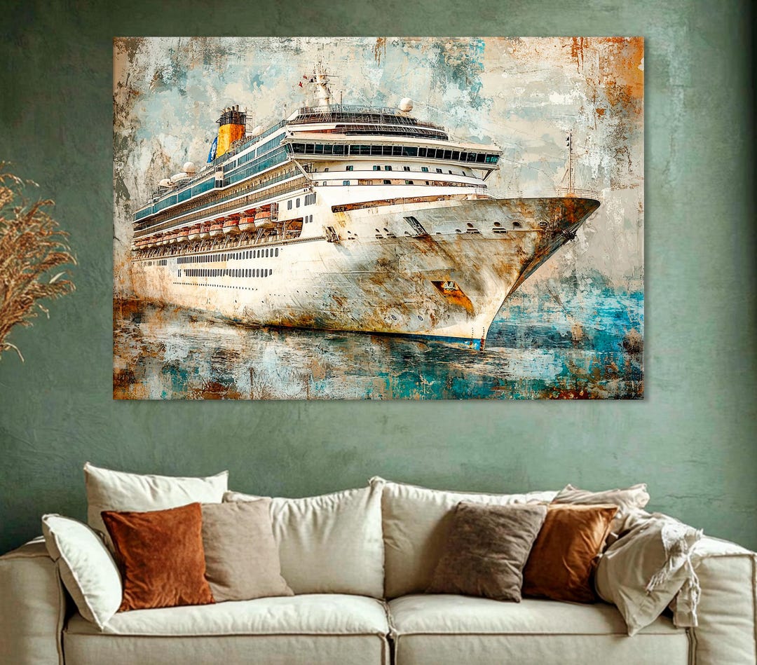 White Cruise Liner Canvas Art | Cruise Ship Digital Painting & Wall ...
