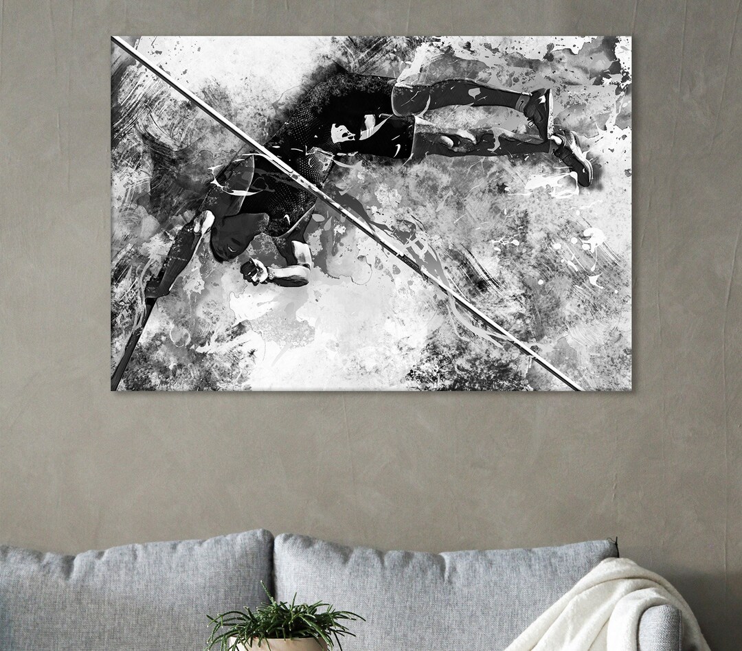 Jumping Artwork, Men's High Jump Canvas, Athletics Wall Decor ...