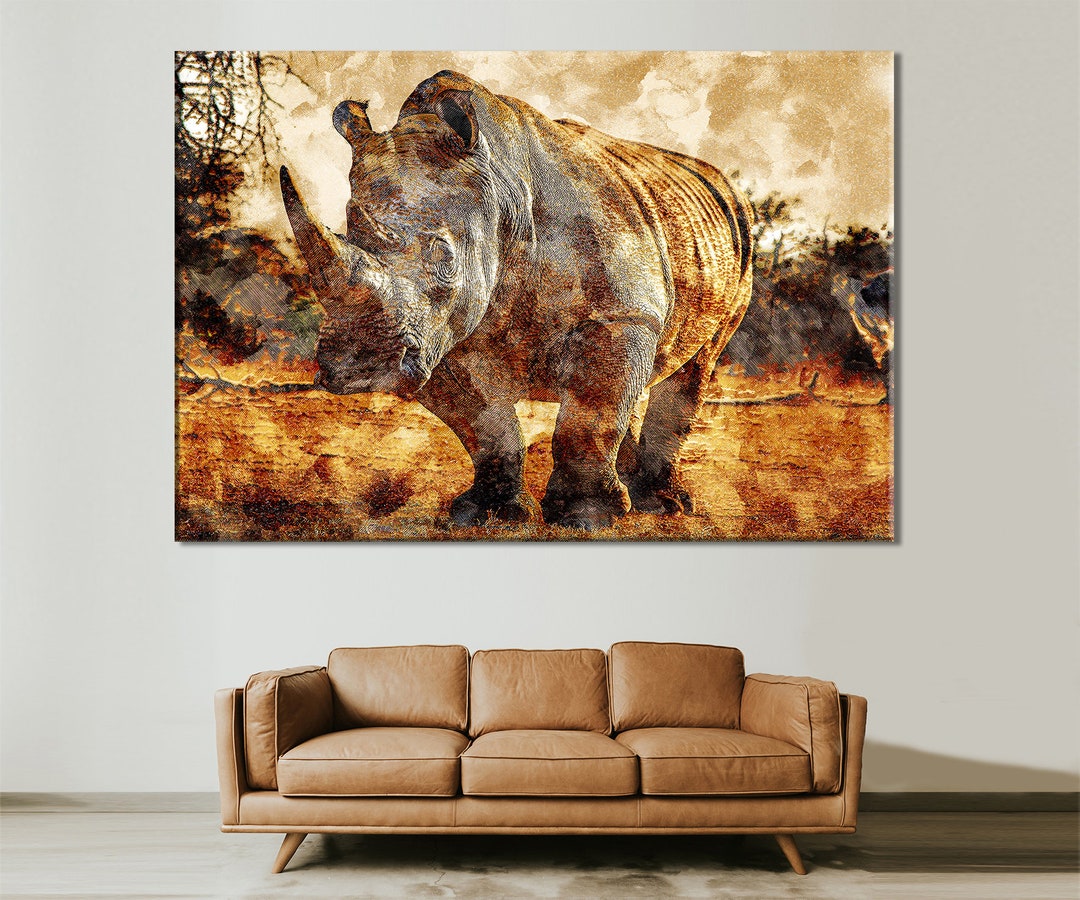 Rhinoceros Canvas Art Animals Wall Decor Rhino Print Rhino - Etsy