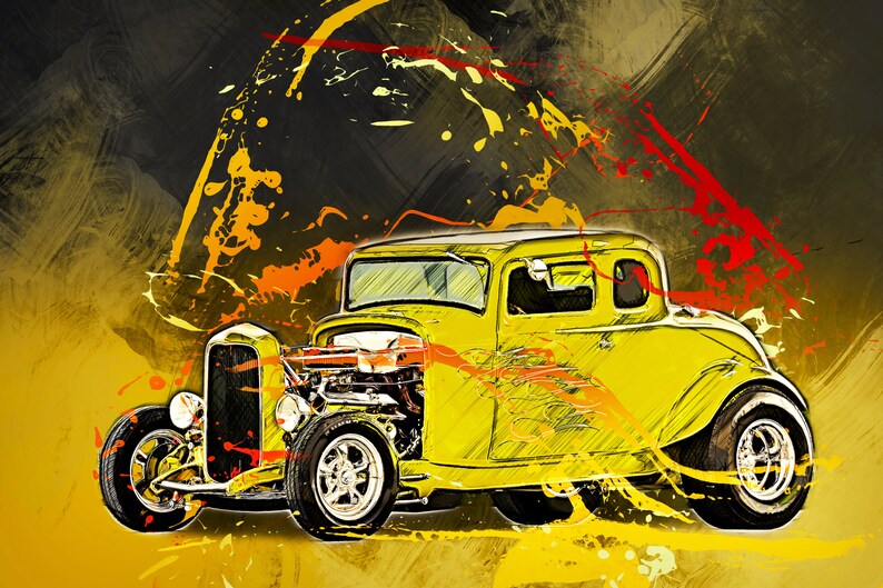 Hot Rod Print Hot Rod Canvas Hot Rod Poster Hot Rod Wall | Etsy