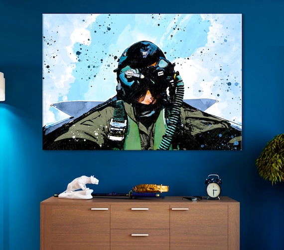 Pilot Canvas Fighter Jet Wall Decor Plane Print Air Force | Etsy