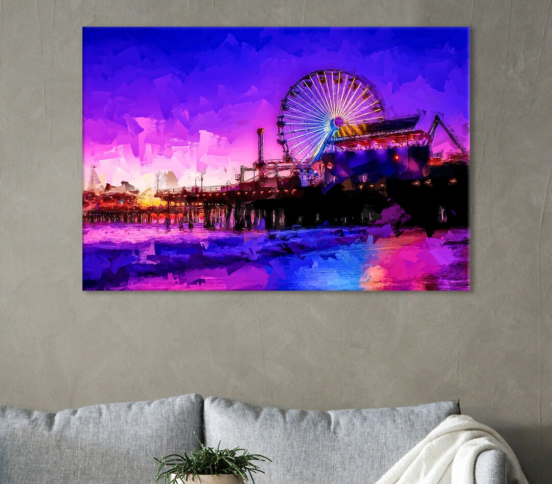 Ferris Wheel Wall Art, Big Wheel Print, Amusement Park Canvas, Carousel ...