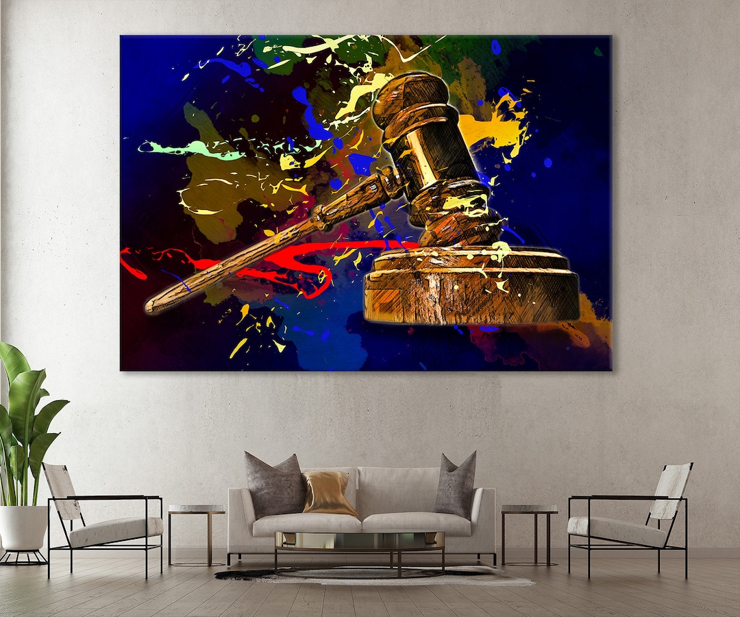 Judge Hammer Wall Decor, Gavel Abstract Painting, Law Court Decor ...