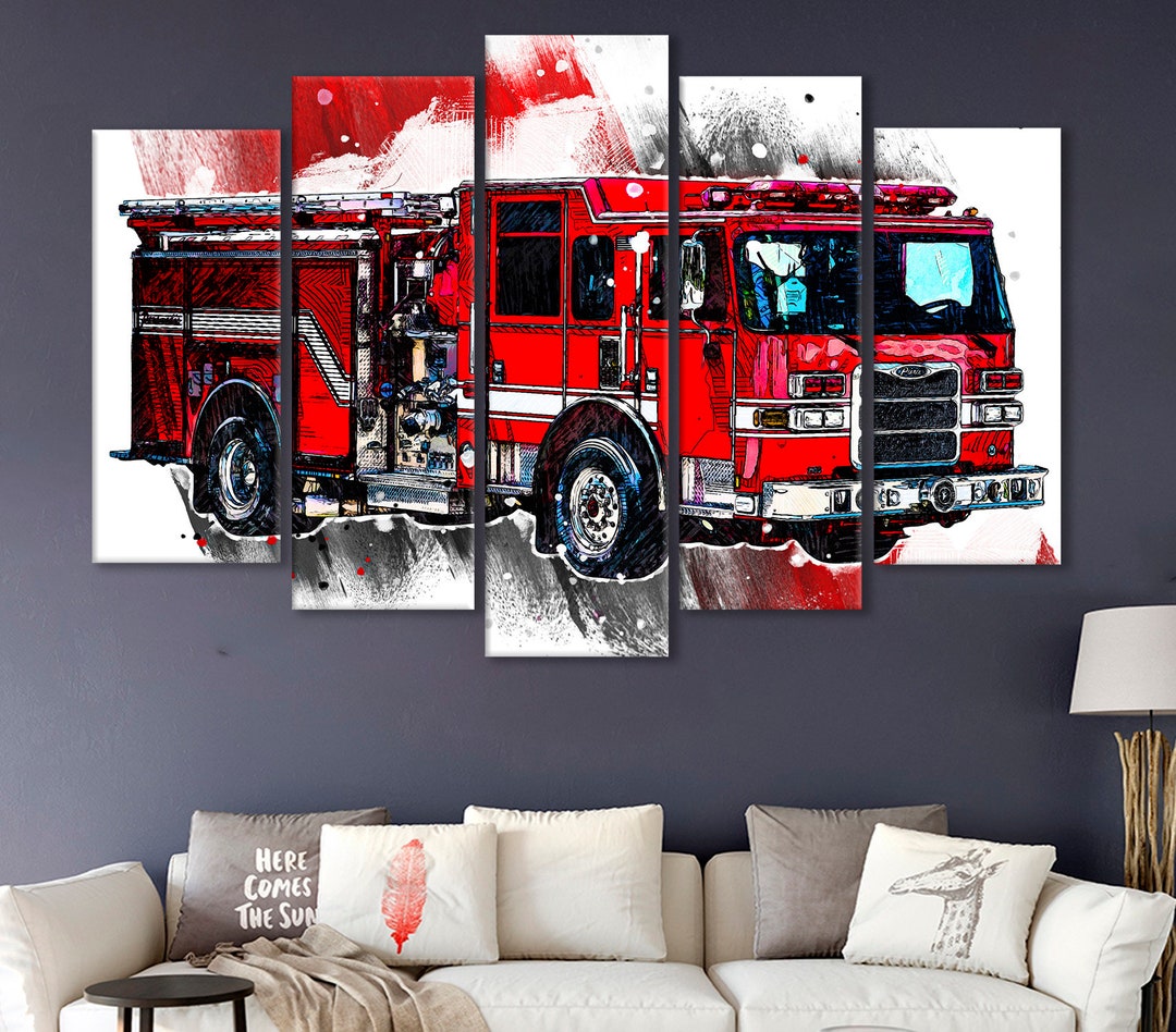 Fire Truck Canvas Print: Firefighter Wall Art, Fire Department Decor - Etsy
