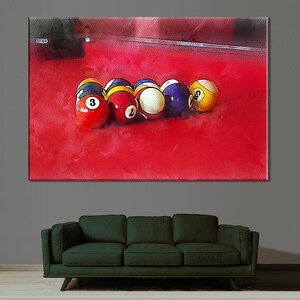 Pool Table Canvas Art, Billiards Wall Art, Billiards Print, Pool Hall ...