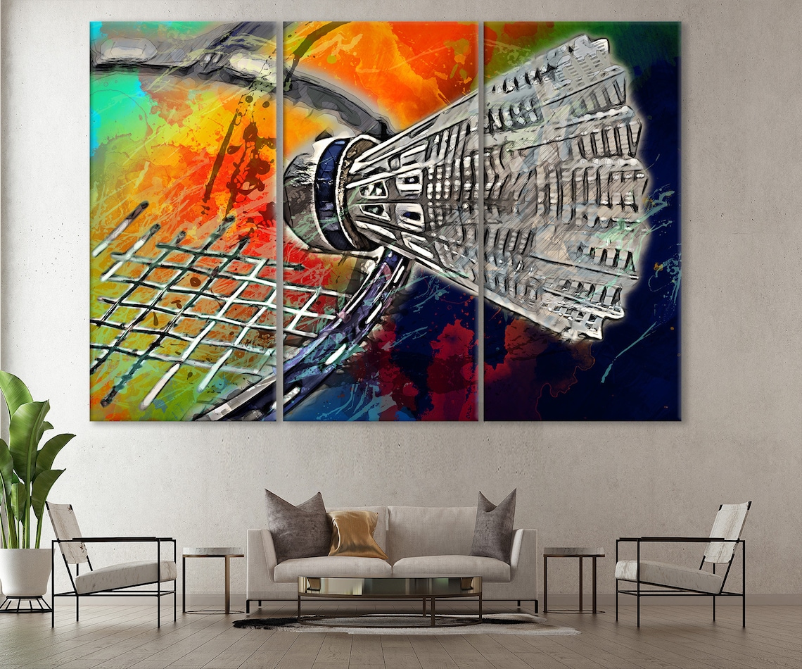Badminton Canvas Badminton Wall Art Badminton Racket Print | Etsy