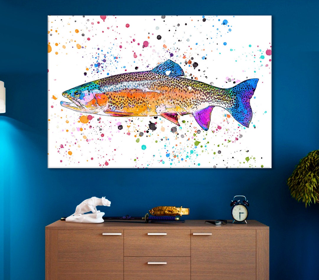 Rainbow Trout Canvas Art, Trout Artwork, Rainbow Trout Wall Decor ...