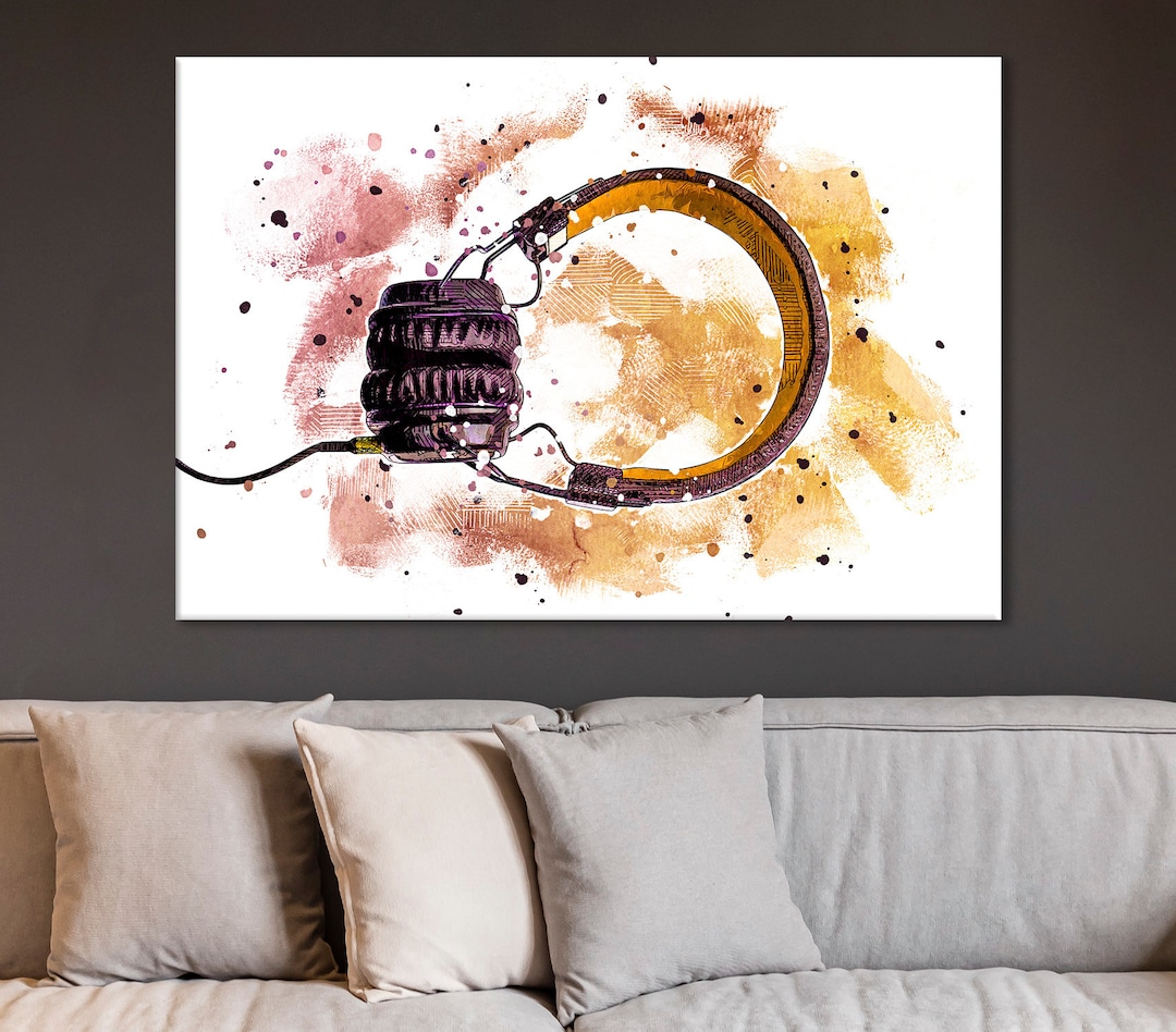 Headphone Canvas, Headphone Wall Art, Singer Gift, Music Studio Wall ...