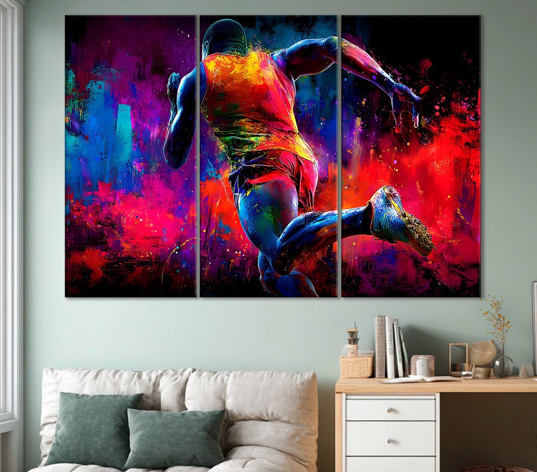 Abstract Male Sprinter Art Print : Athlete Motivation Wall Canvas - Etsy