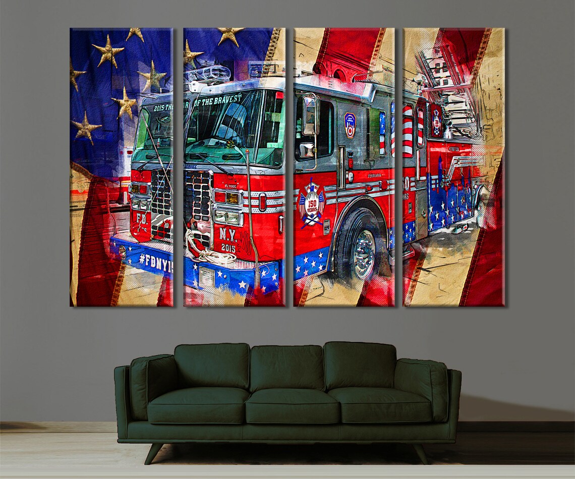 Fire Truck Canvas Print Fire Truck Wall Art Fire Truck - Etsy
