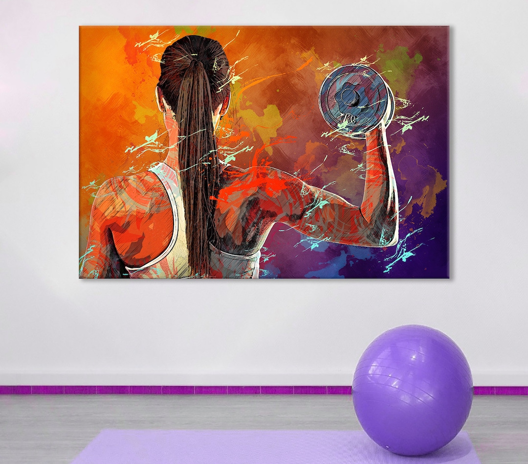 Fitness Girl Print, Motivation Canvas, Exercise Print, Gym Wall Art ...