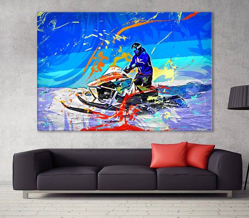 Mountain Snowmobile Canvas Snowmobile Wall Decor Snowmobile - Etsy