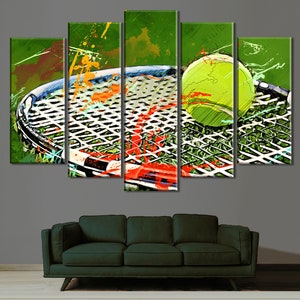 Tennis Canvas Art, Tennis Racquet Wall Decor, Tennis Canvas Print ...