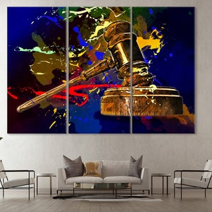 Judge Hammer Wall Decor, Gavel Abstract Painting, Law Court Decor ...