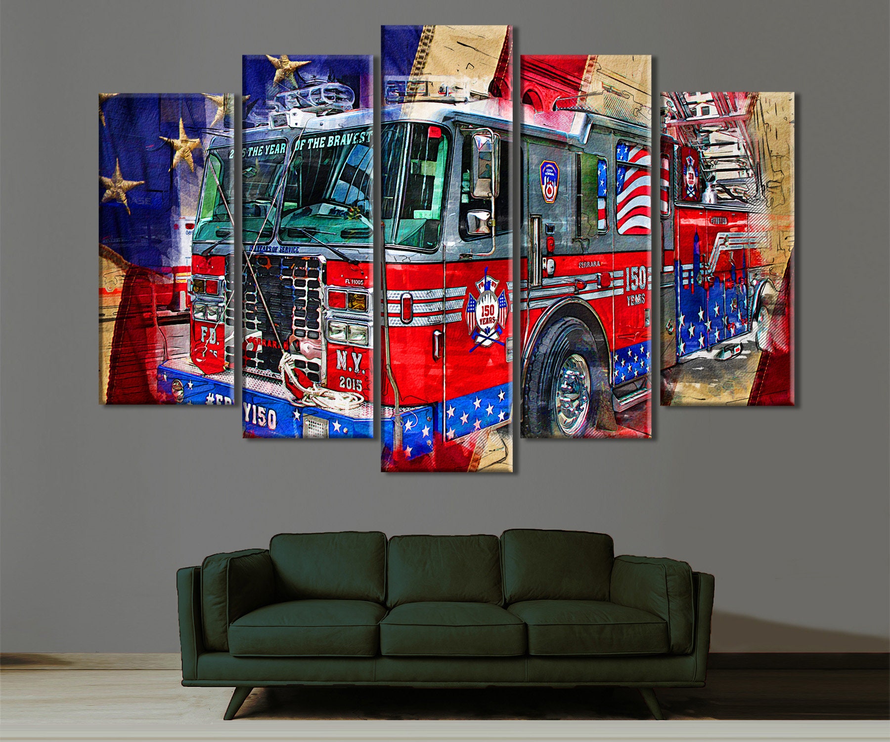 Fire Truck Canvas Print Fire Truck Wall Art Fire Truck - Etsy