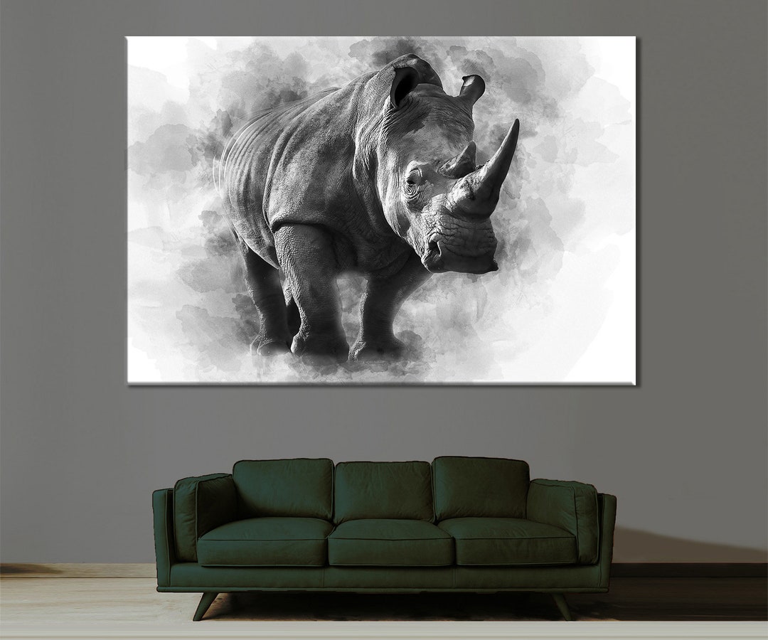 Rhinoceros Canvas Art, Rhino Wall Decor, Rhino Print, Rhino Poster ...