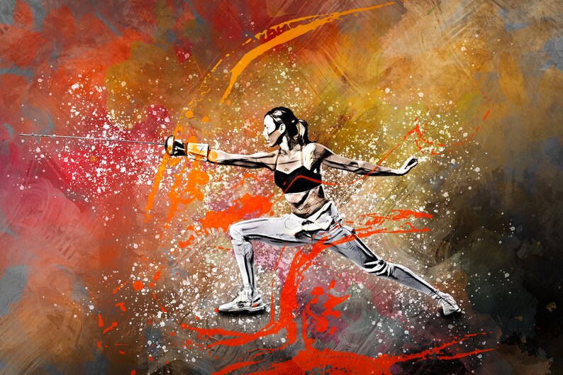 Women's Fencing Print Motivation Canvas Fencing Wall - Etsy