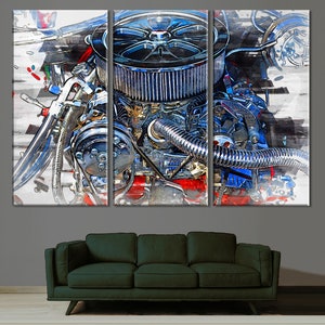 Engine Canvas, Motor Wall Art, Auto Mechanic Gift, Auto Repair Shop ...