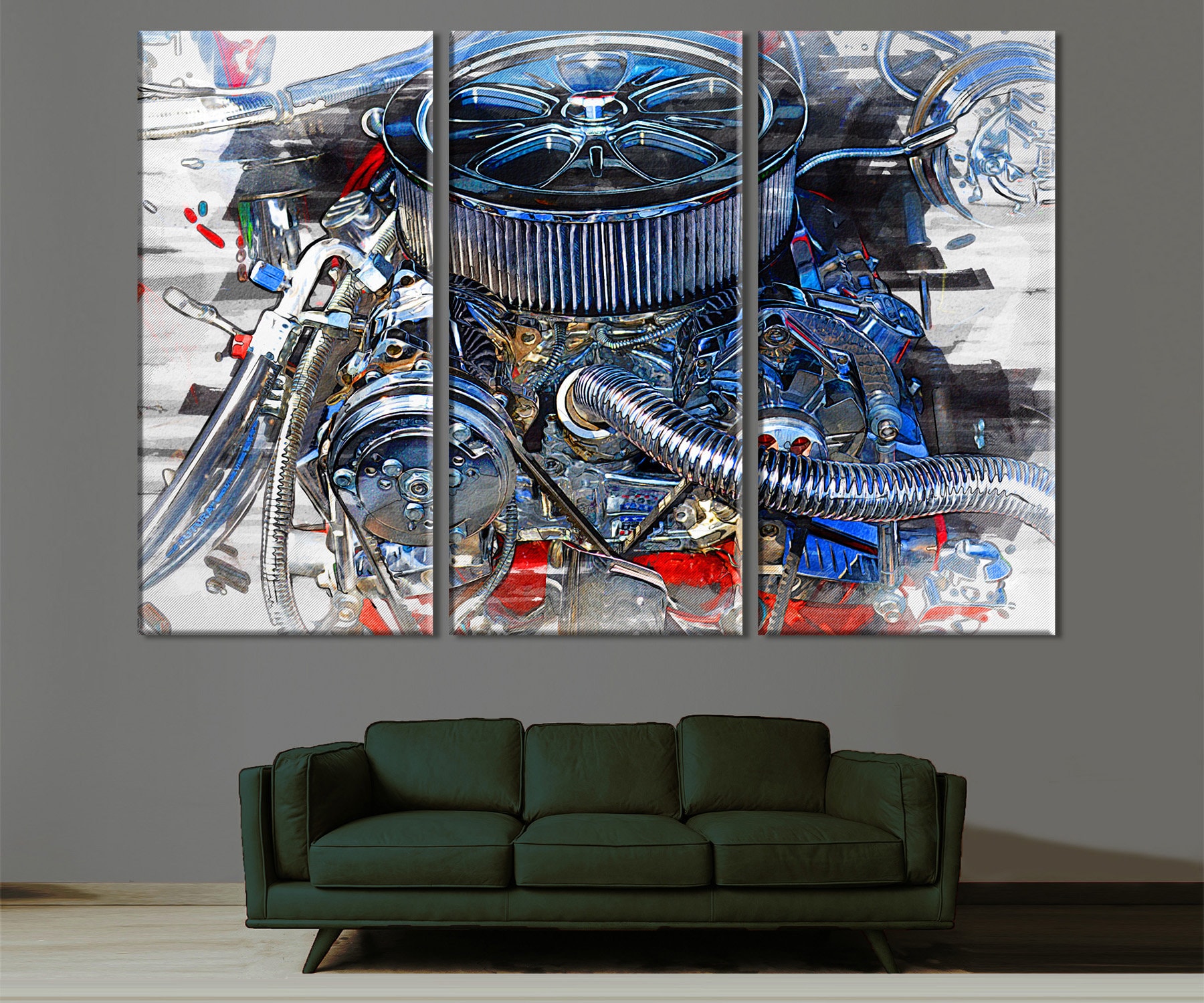 Engine Canvas, Motor Wall Art, Auto Mechanic Gift, Auto Repair Shop ...