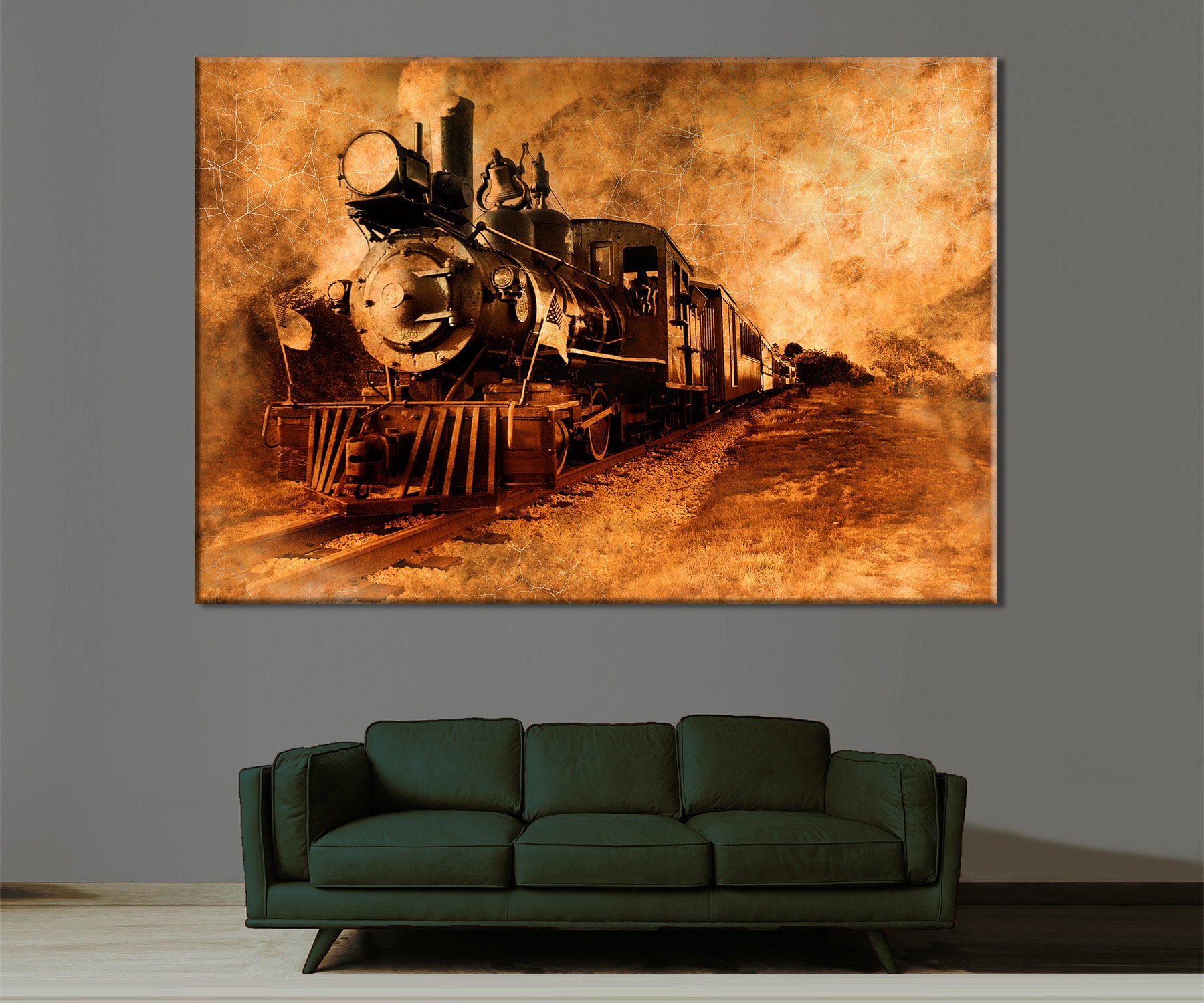 Retro Train Wall Art Steam Locomotiv Canvas Vintage Steam - Etsy