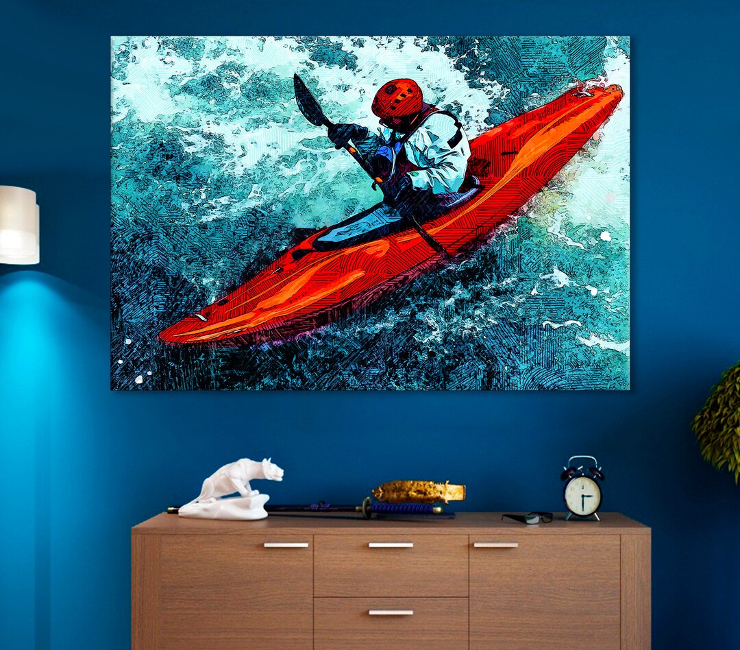 Kayaking Canvas Print: Rough Water Extreme Sport Art - Etsy