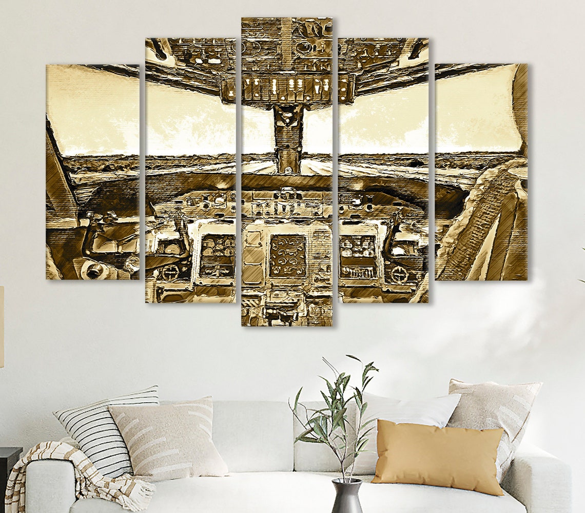 Airplane Cockpit Canvas Cockpit Artwork Airplane Decor - Etsy