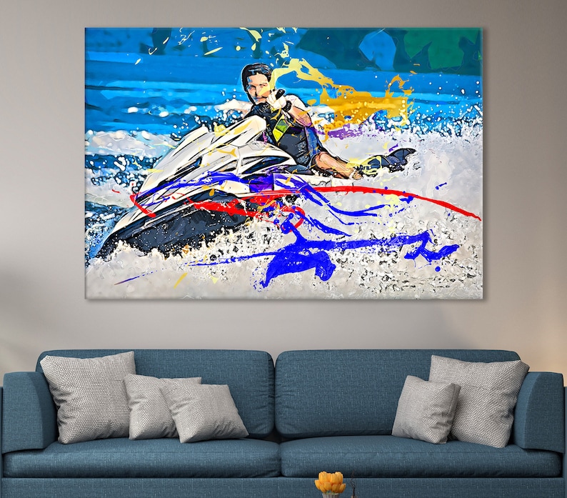 Jet Ski Canvas Jet Ski Wall Decor Water Sport Poster Jet - Etsy