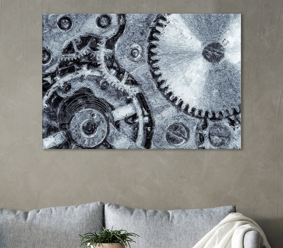 Clockwork Canvas, Mechanism Wall Art, Gears Print, Gears Artwork ...