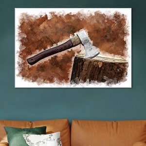 Axe Canvas Print, Axe Wall Decor, Woodcutter Room Decor, Axe Print ...