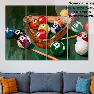 Pool Table Canvas, Billiards Player Gift, Pool Room Decor, Game Room ...