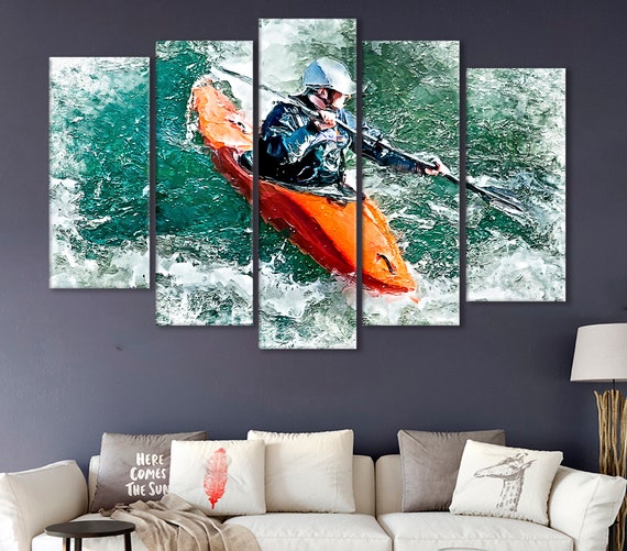 Kayaking Wall Art Kayak Canvas Watersports Print Kayaker - Etsy