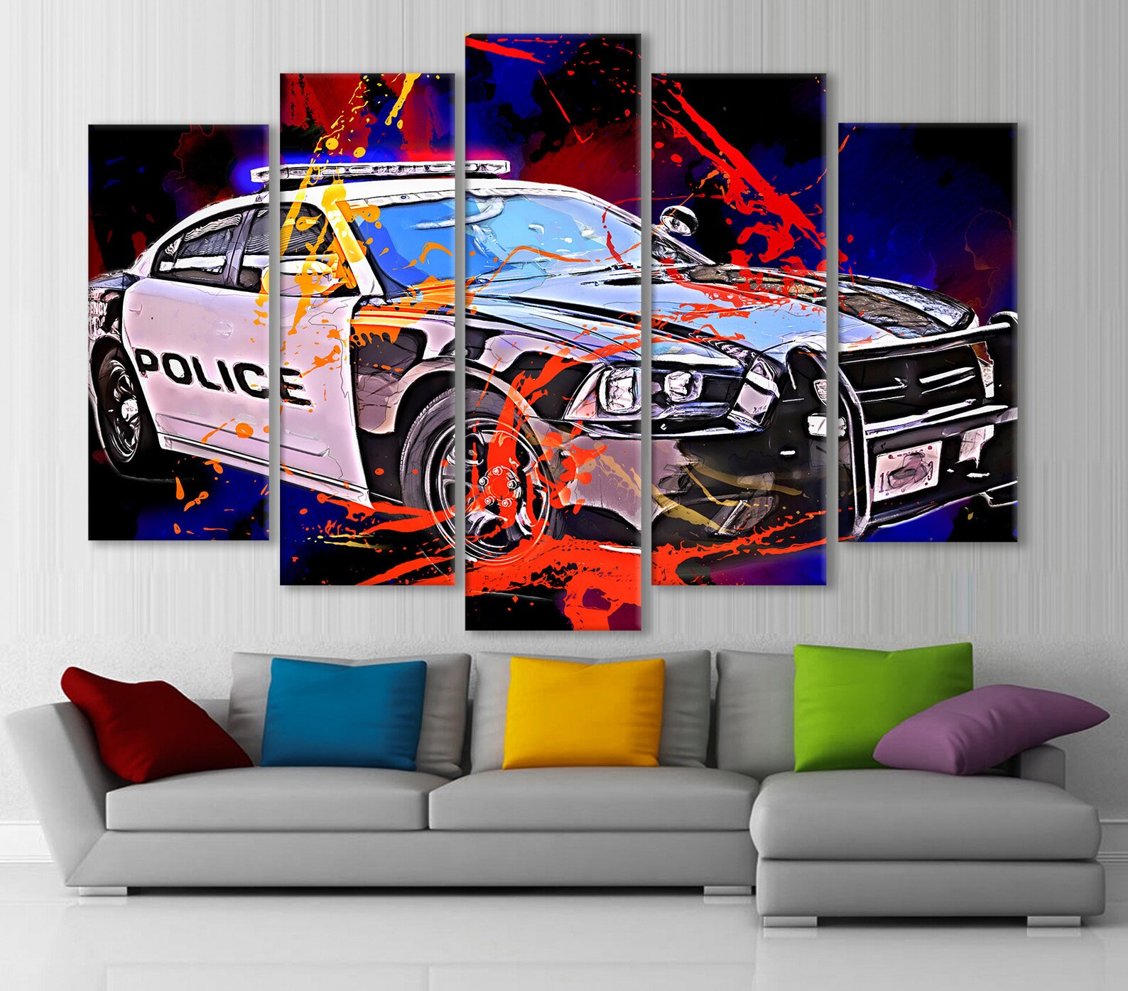 Police Car Canvas Patrol Car Wall Art Police Wall Decor | Etsy